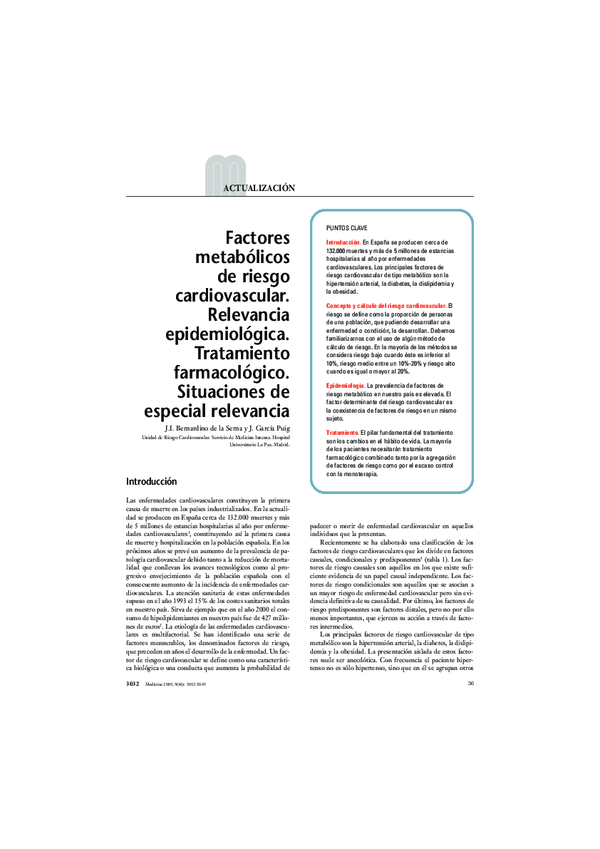 (PDF) Factores metab?licos de riesgo cardiovascular. Relevancia ...