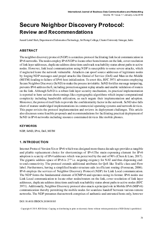 (PDF) Secure Neighbor Discovery Protocol