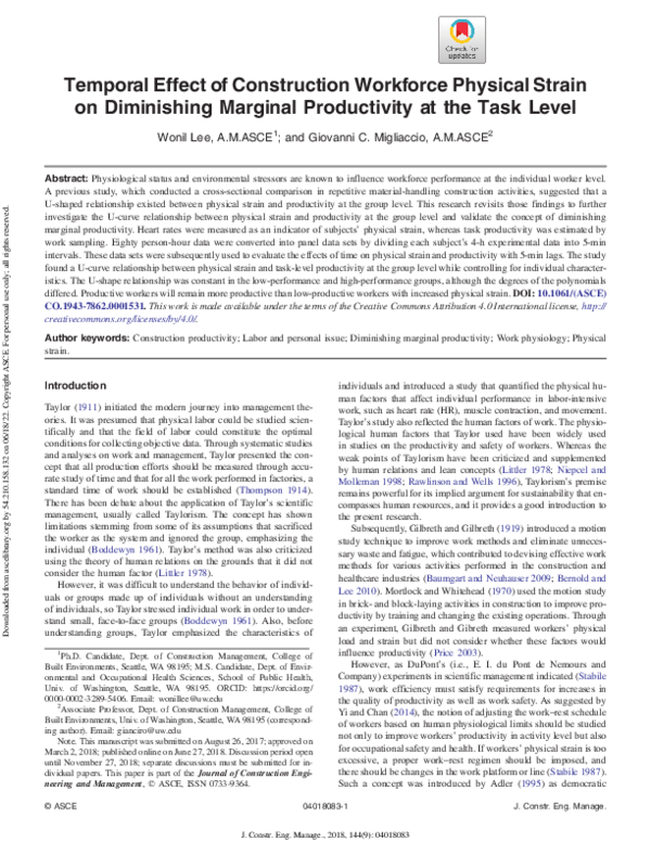 (PDF) Temporal Effect of Construction Workforce Physical Strain on ...