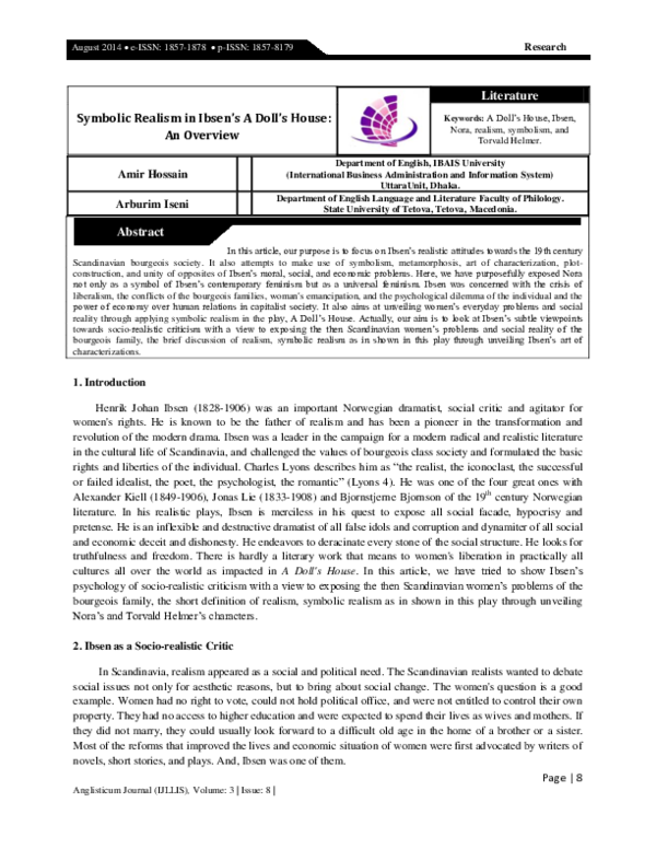 (PDF) Symbolic Realism in Ibsen’s A Doll’s House: An Overview