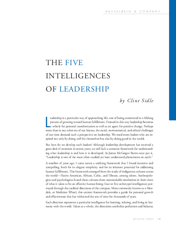 (PDF) The five intelligences of leadership