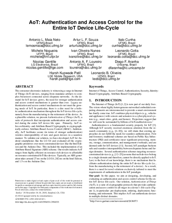 (PDF) AoT: Authentication and Access Control for the Entire IoT Device ...