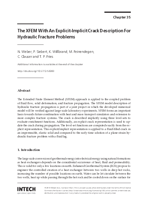 (PDF) The XFEM with an Explicit-Implicit Crack Description for Hydraulic Fracture Problems