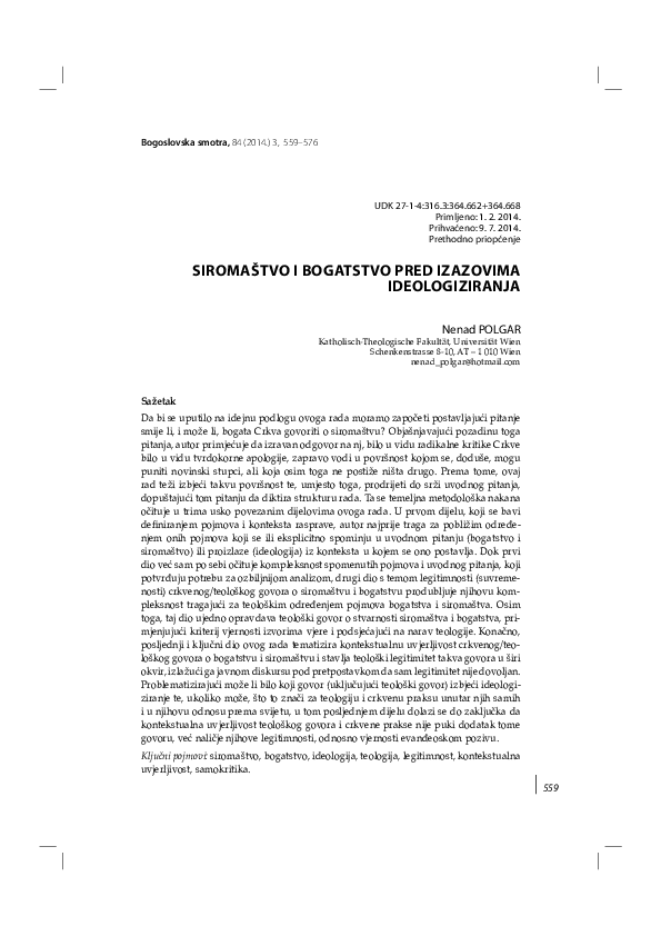 (PDF) Siromaštvo i bogatstvo pred izazovima ideologiziranja