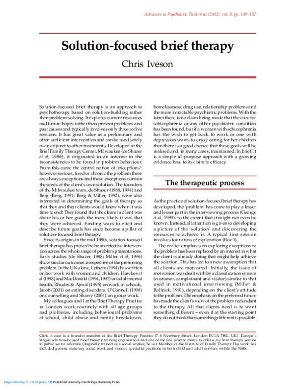 (PDF) Solution-focused brief therapy