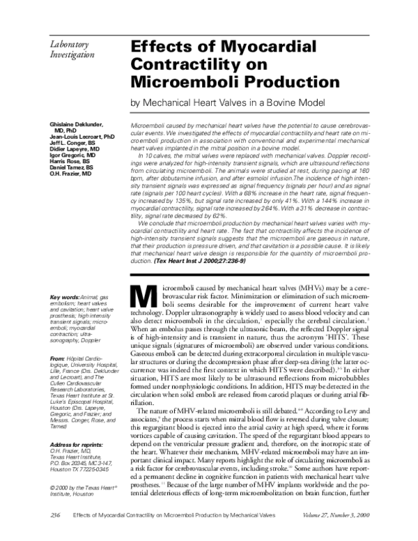 (PDF) Effects of myocardial contractility on microemboli production by ...