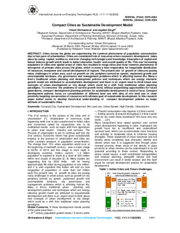 (PDF) Compact Cities as Sustainable Development Model