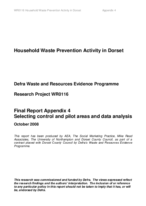 (PDF) Household waste prevention activity in Dorset