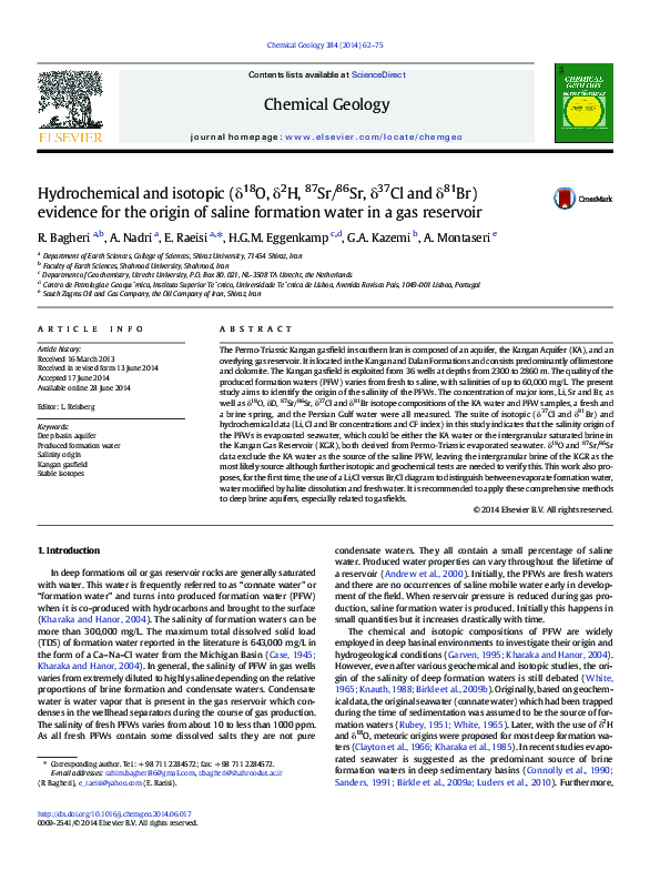 (PDF) Hydrochemical and isotopic (δ18O, δ2H, 87Sr/86Sr, δ37Cl and δ81Br) evidence for the origin ...