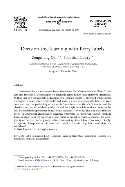 (PDF) Decision tree learning with fuzzy labels