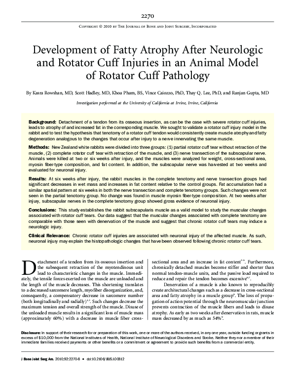 (PDF) Development of Fatty Atrophy After Neurologic and Rotator Cuff ...