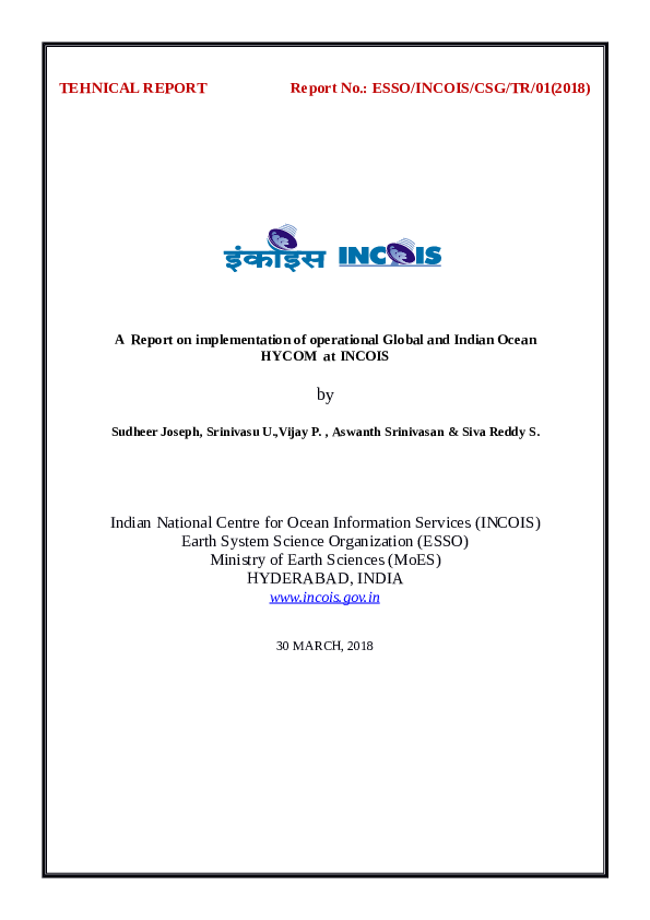 (PDF) A Report on implementation of operational Global and Indian Ocean ...