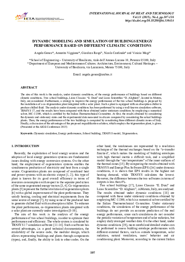 (PDF) Dynamic Modeling and Simulation of Buildings Energy Performance Based on Different ...