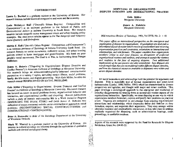(PDF) Disputing in Organizations Dispute Domains and Conflict Process