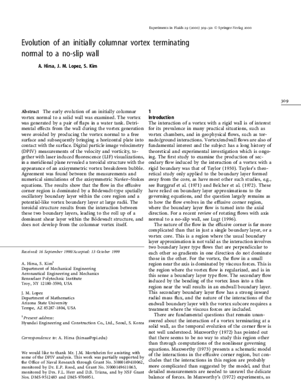 (PDF) Evolution of an initially columnar vortex terminating normal to a ...