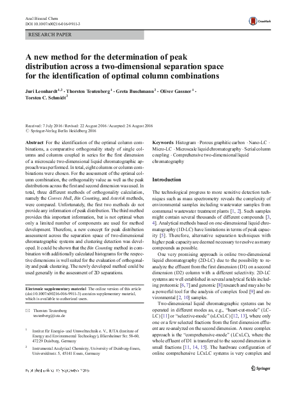(PDF) A new method for the determination of peak distribution across a two-dimensional ...