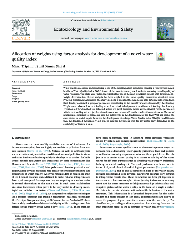 (PDF) Allocation of weights using factor analysis for development of a ...