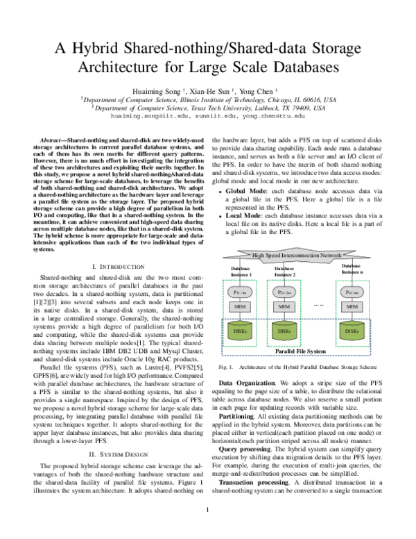 (PDF) A Hybrid Shared-Nothing/Shared-Data Storage Architecture for ...