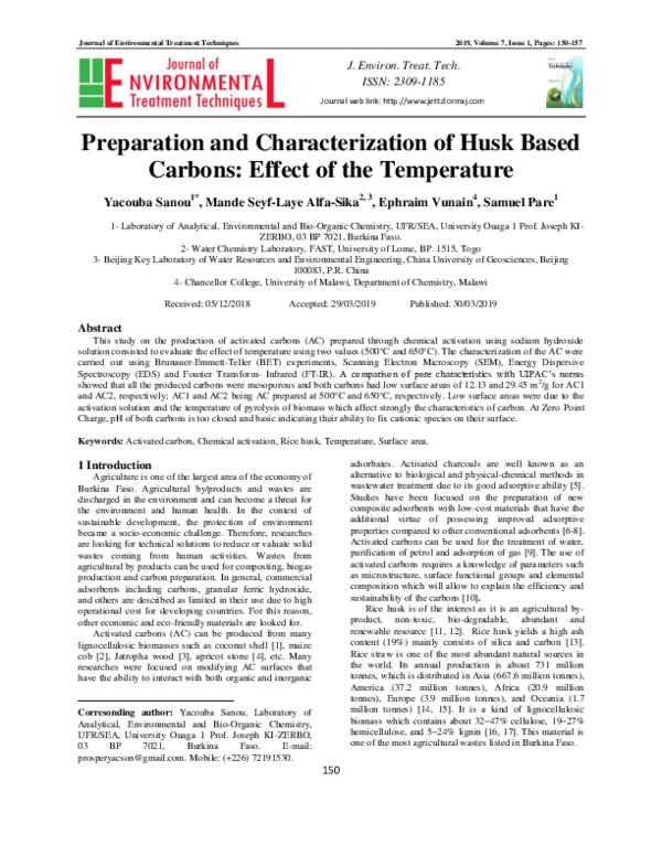 (PDF) Preparation and Characterization of Husk Based Carbons: Effect of ...