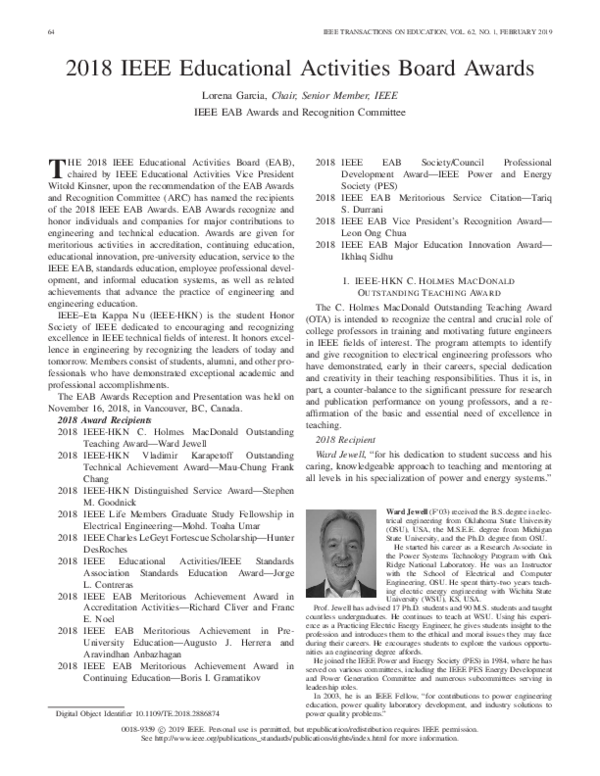 (PDF) 2018 IEEE Educational Activities Board Awards | Augusto Herrera ...