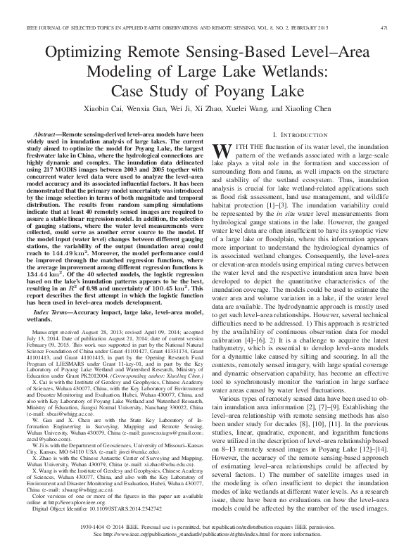 (PDF) Optimizing Remote Sensing-Based Level–Area Modeling of Large Lake ...