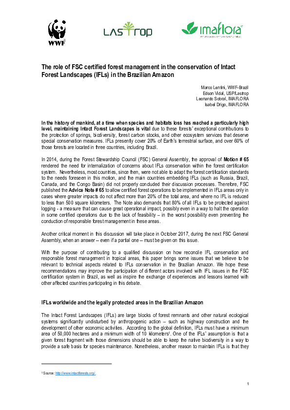 (PDF) The role of FSC certified forest management in the conservation ...