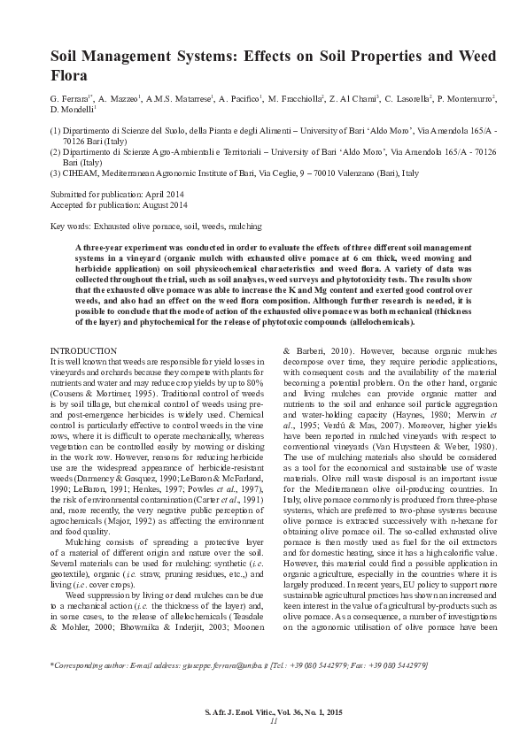 (PDF) Soil Management Systems: Effects on Soil Properties and Weed ...