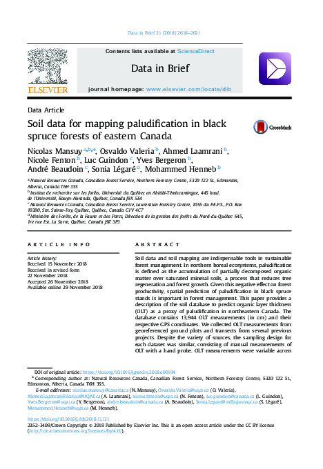 (PDF) Soil data for mapping paludification in black spruce forests of ...