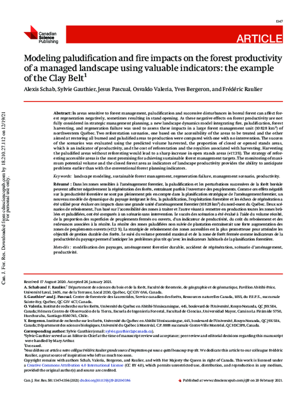 (PDF) Modeling paludification and fire impacts on the forest ...