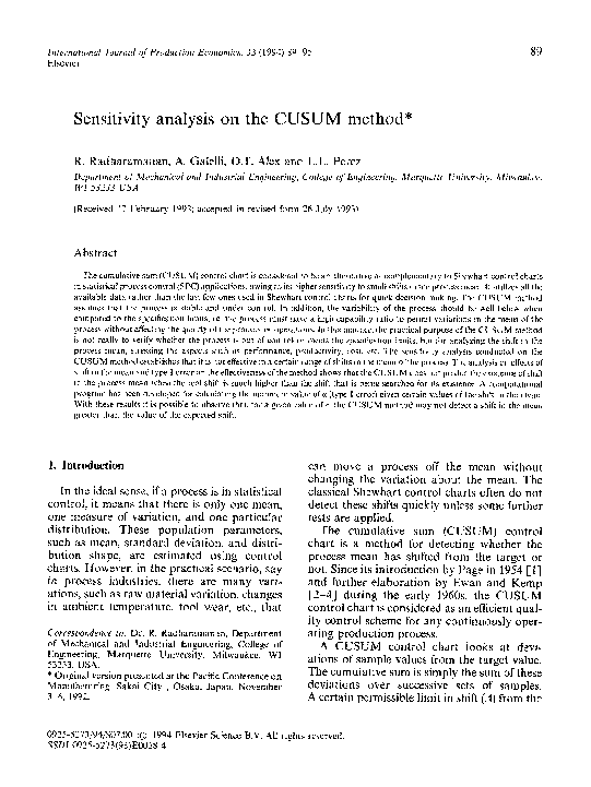 (PDF) Sensitivity analysis on the CUSUM method