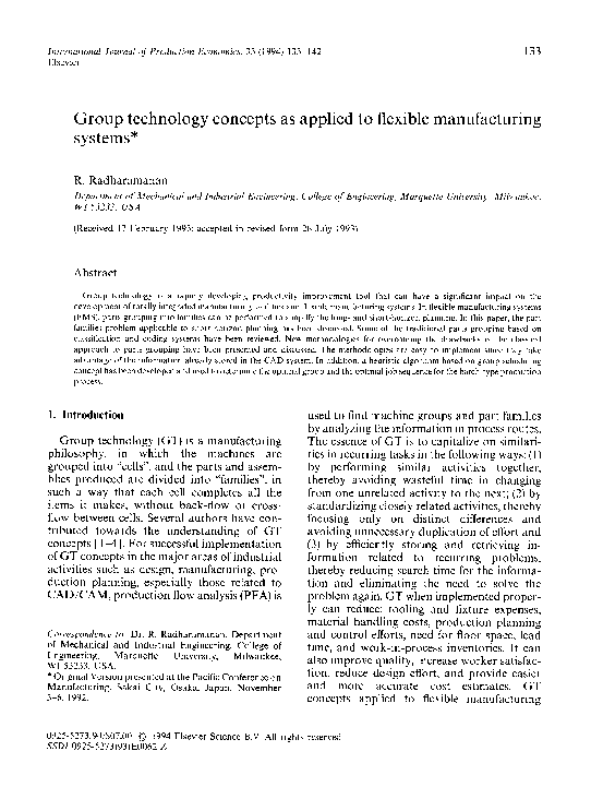 (PDF) Group technology concepts as applied to flexible manufacturing ...