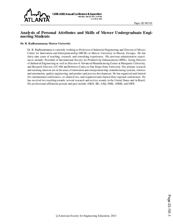 (PDF) Analysis of Personal Attributes and Skills of Mercer ...