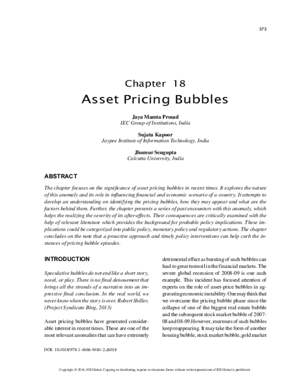 (PDF) Asset Pricing Bubbles
