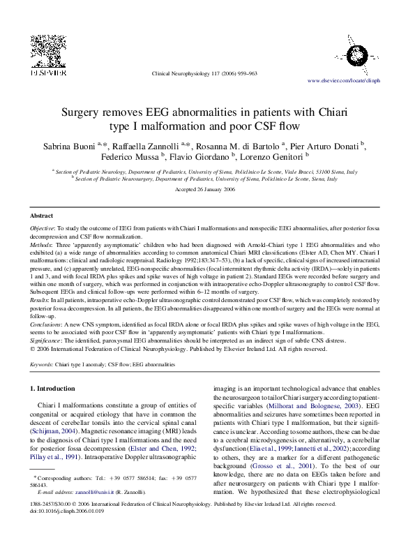 (PDF) Surgery removes EEG abnormalities in patients with Chiari type I ...