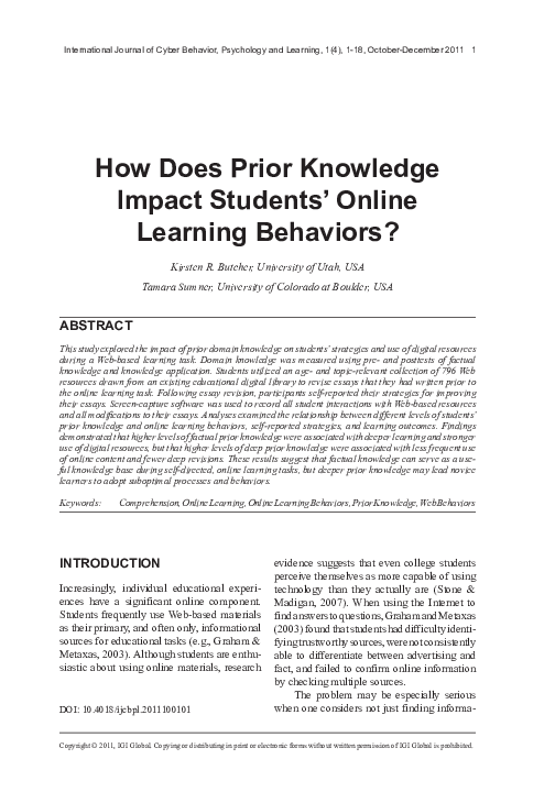 (PDF) How Does Prior Knowledge Impact Students' Online Learning Behaviors?