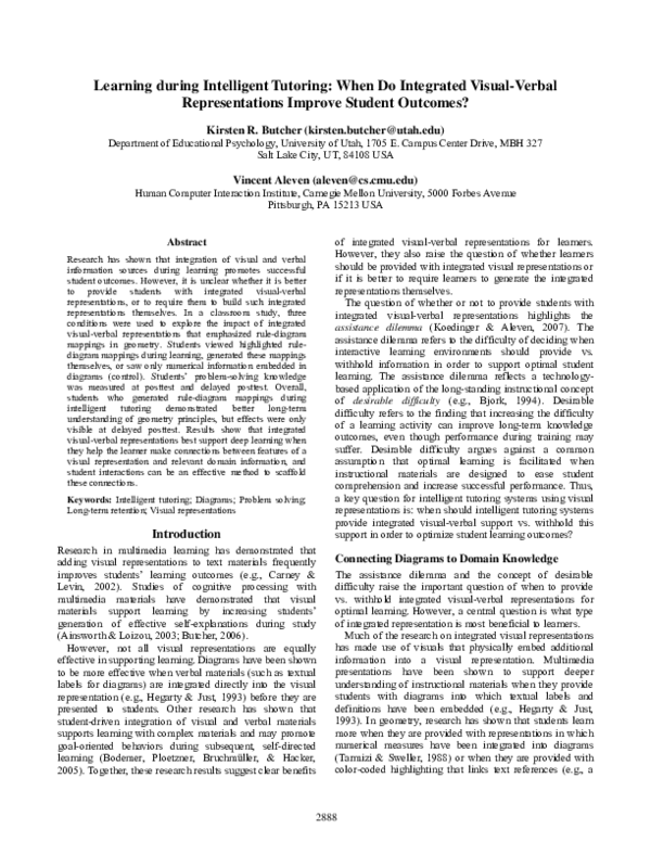 (PDF) Learning during intelligent tutoring: when do integrated visual ...