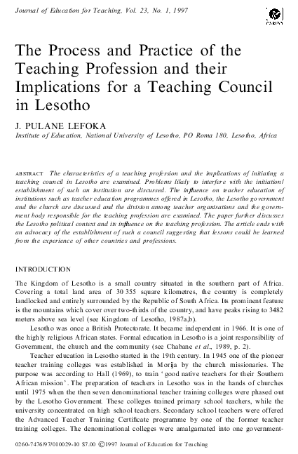 (PDF) The Process and Practice of the Teaching Profession and their ...