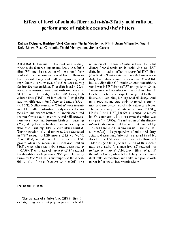 (PDF) Effect of level of soluble fiber and n-6/n-3 fatty acid ratio on ...