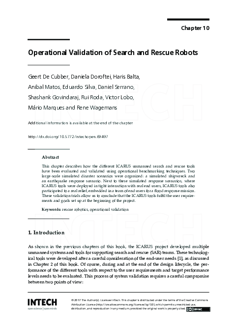 (PDF) Operational Validation of Search and Rescue Robots