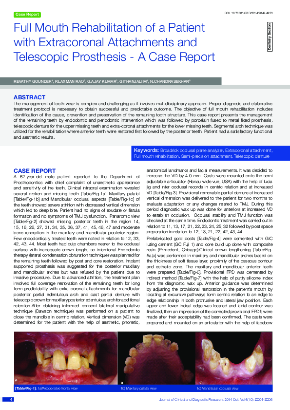 (PDF) Full Mouth Rehabilitation of a Patient with Extracoronal ...