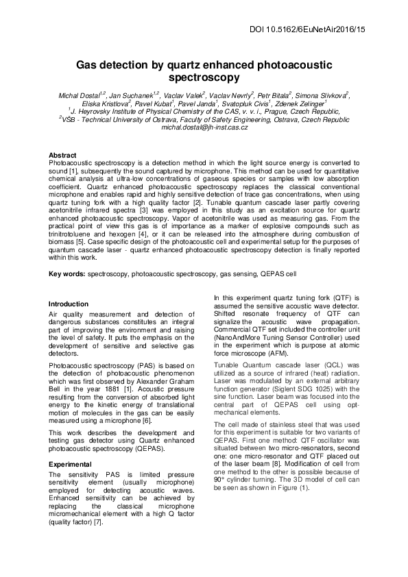 (PDF) 15 - Gas detection by quartz enhanced photoacoustic spectroscopy | Vaclav Nevrly ...