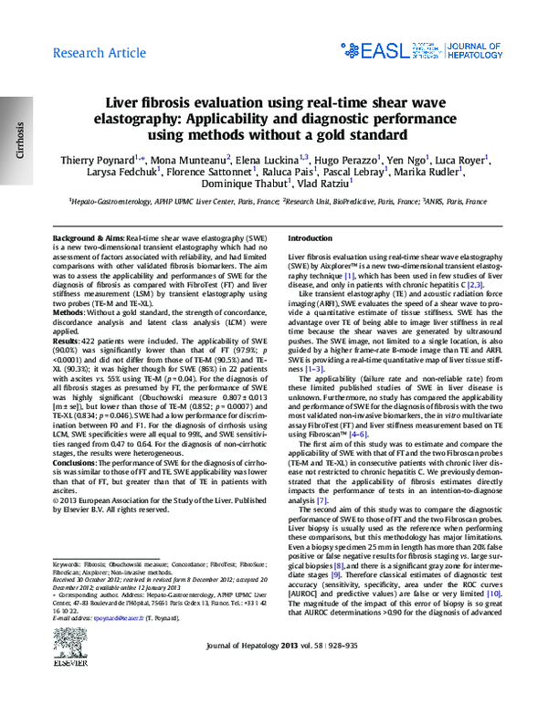 (PDF) Liver fibrosis evaluation using real-time shear wave elastography: Applicability and ...