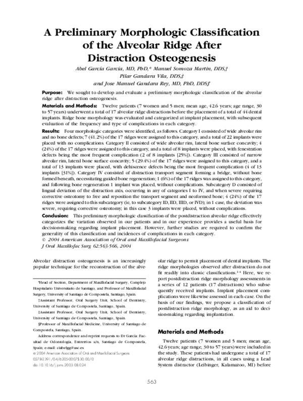 (PDF) A preliminary morphologic classification of the alveolar ridge ...