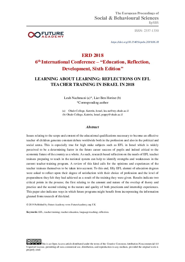 (PDF) Learning About Learning: Reflections On Efl Teacher Training In ...