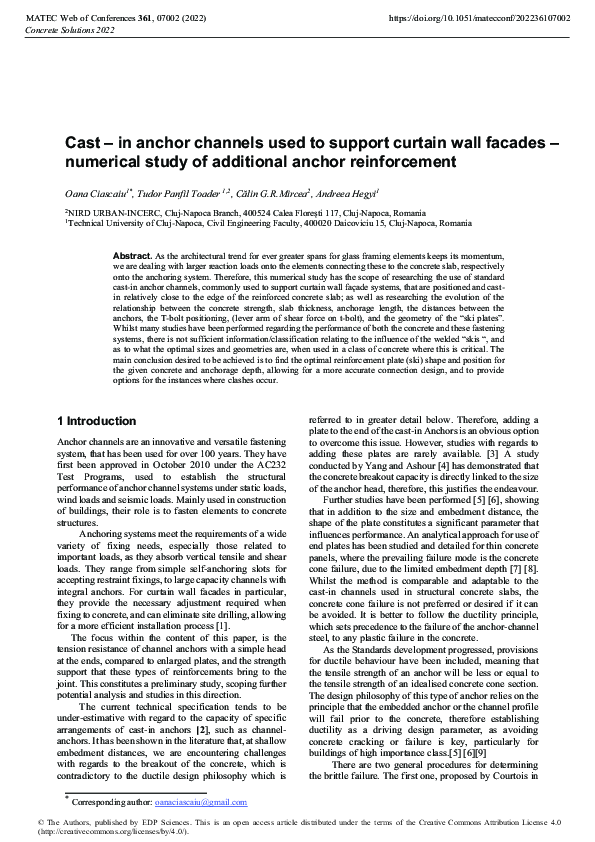 (PDF) Cast – in anchor channels used to support curtain wall facades ...