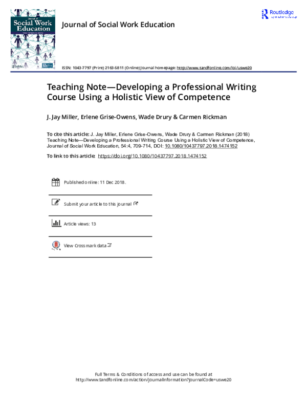 (PDF) Teaching Note—Developing a Professional Writing Course Using a Holistic View of Competence