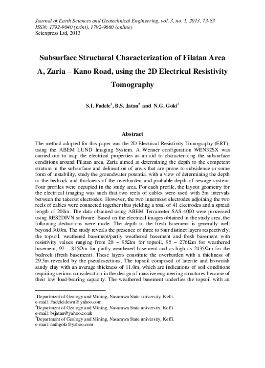 (PDF) Subsurface Structural Characterization of Filatan Area A, Zaria ...