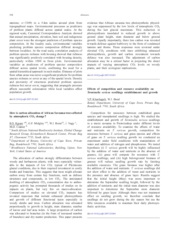 (PDF) How is carbon allocation of African Savanna trees affected by ...