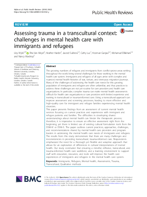(PDF) Assessing trauma in a transcultural context: challenges in mental ...