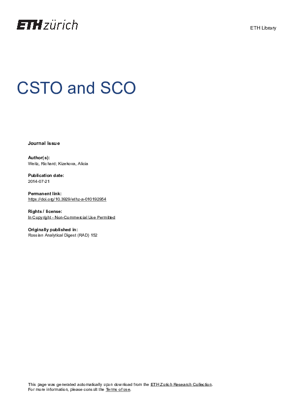 (PDF) CSTO and SCO